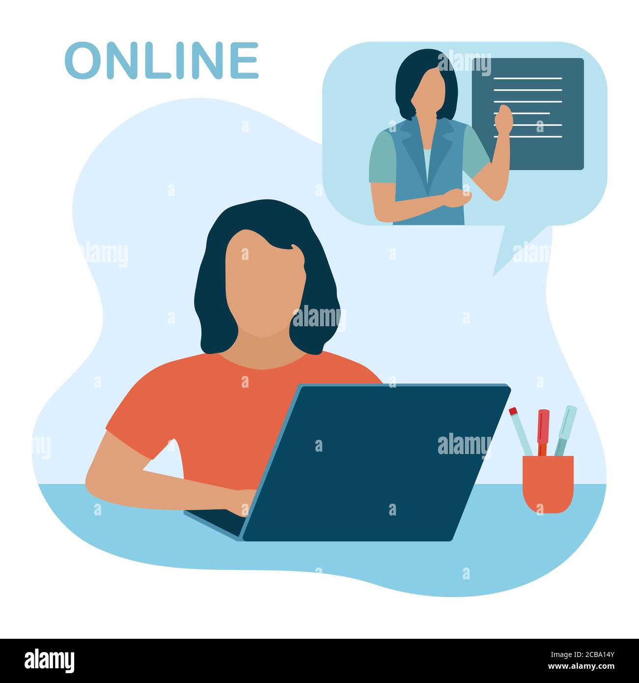 Vector illustration Distance education. Distance learning. Online ...