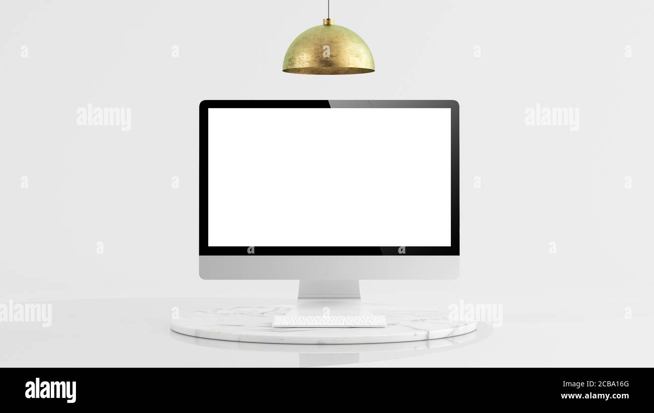 Elegant Computer mock up 3d rendering Stock Photo - Alamy