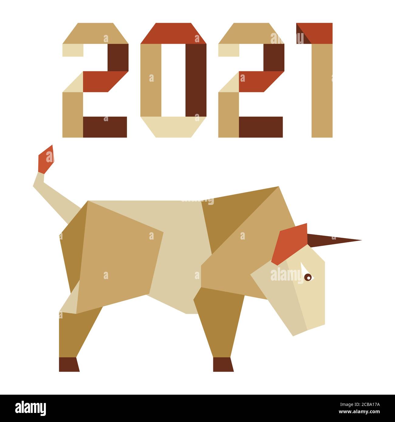 Happy new year Vector illustration with origami 2021 year numbers and ...