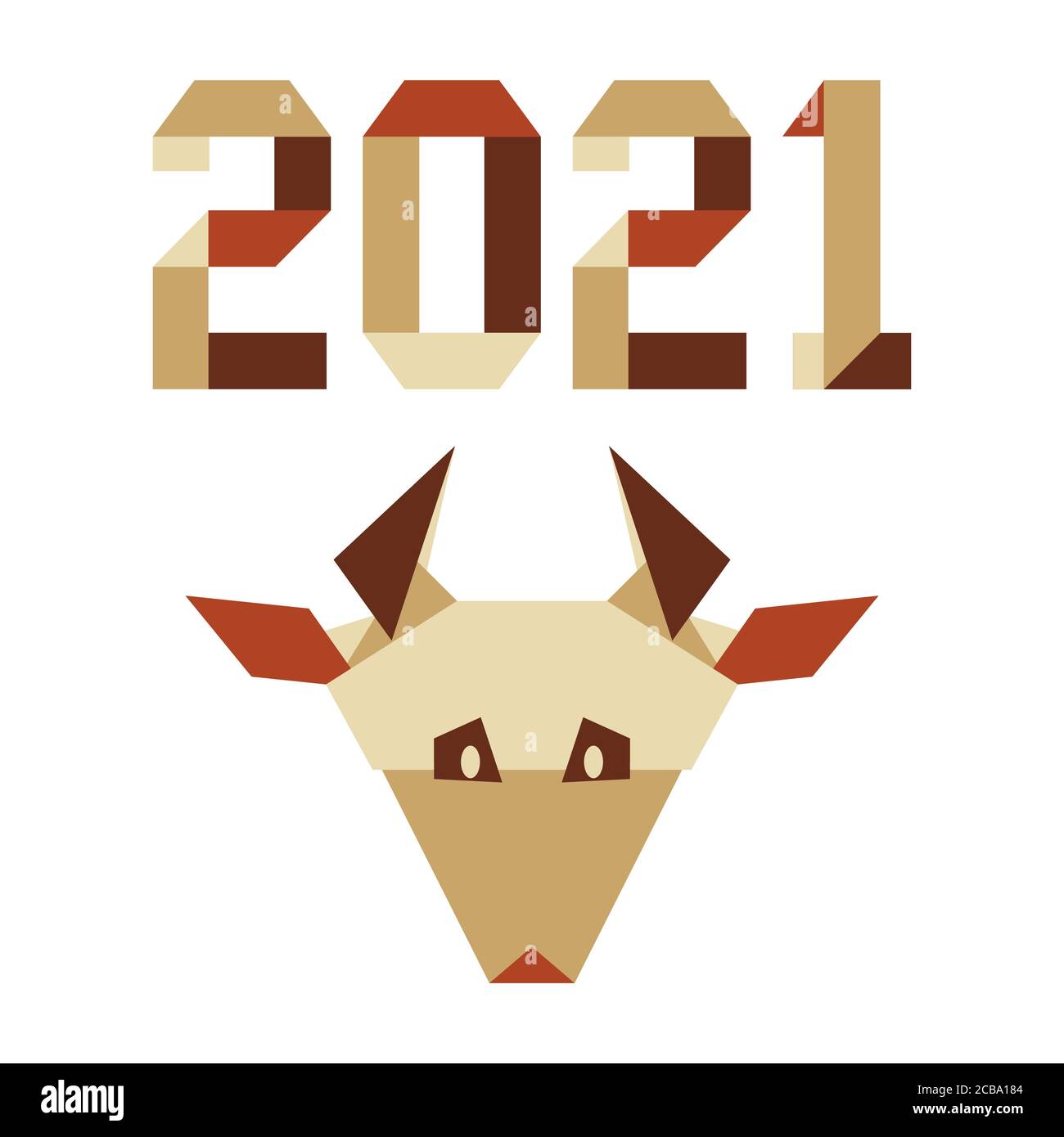 Happy new year Vector illustration with origami 2021 year numbers and ...