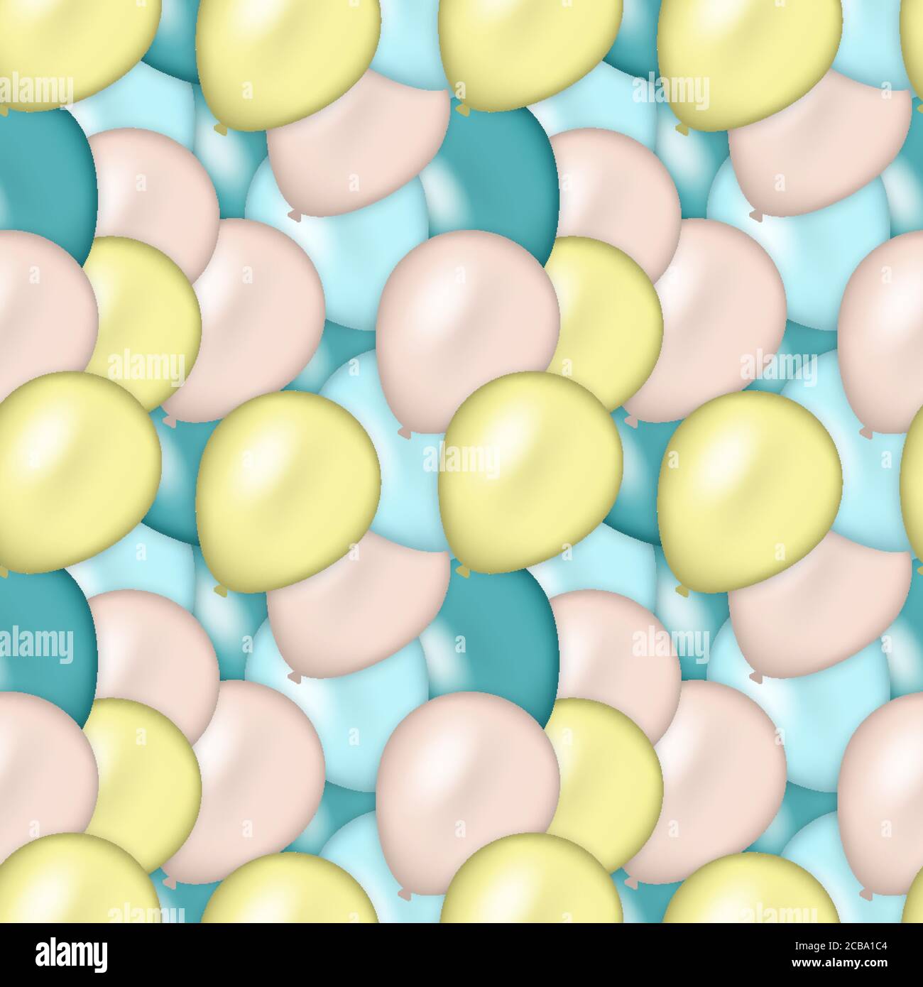color set of yellow, blue, pink balloons pattern background, vector ...