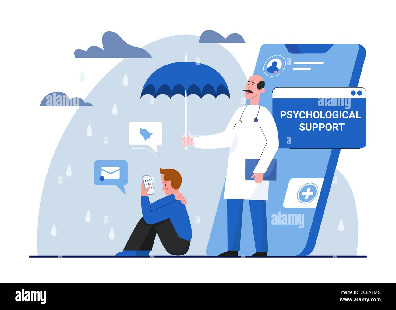 Psychotherapy psychology concept vector illustration. Cartoon flat tiny ...