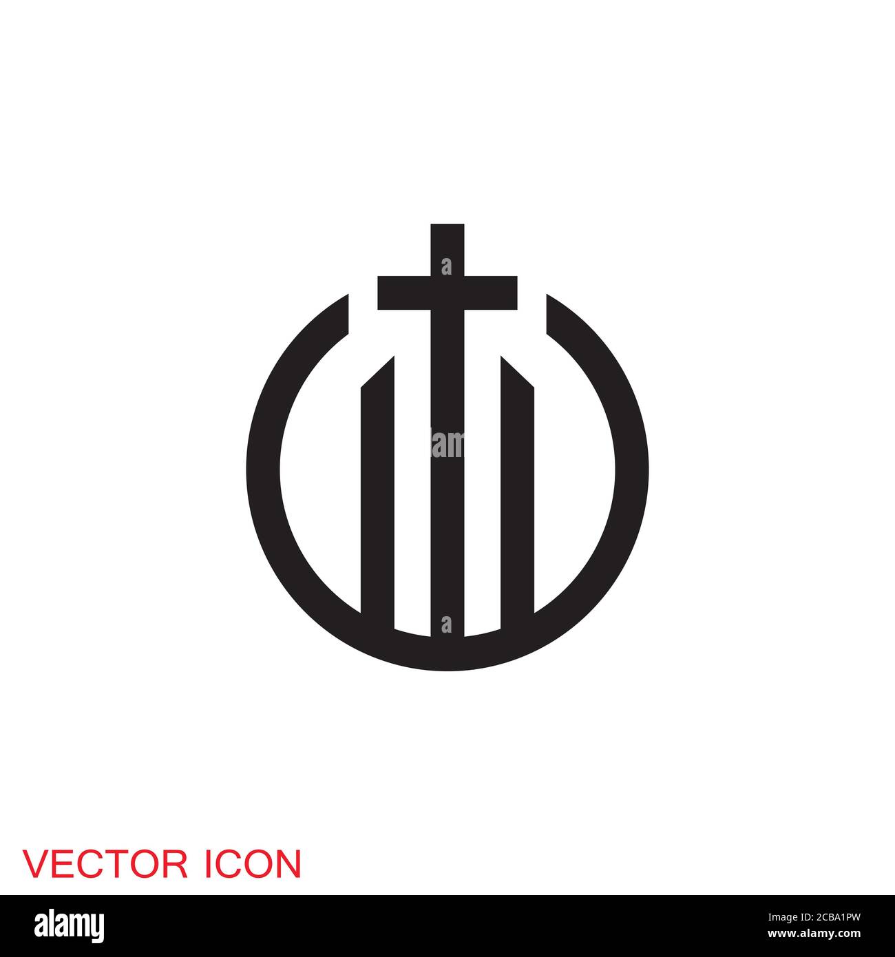 Church vector icons of religious christianity signs and symbols Stock ...