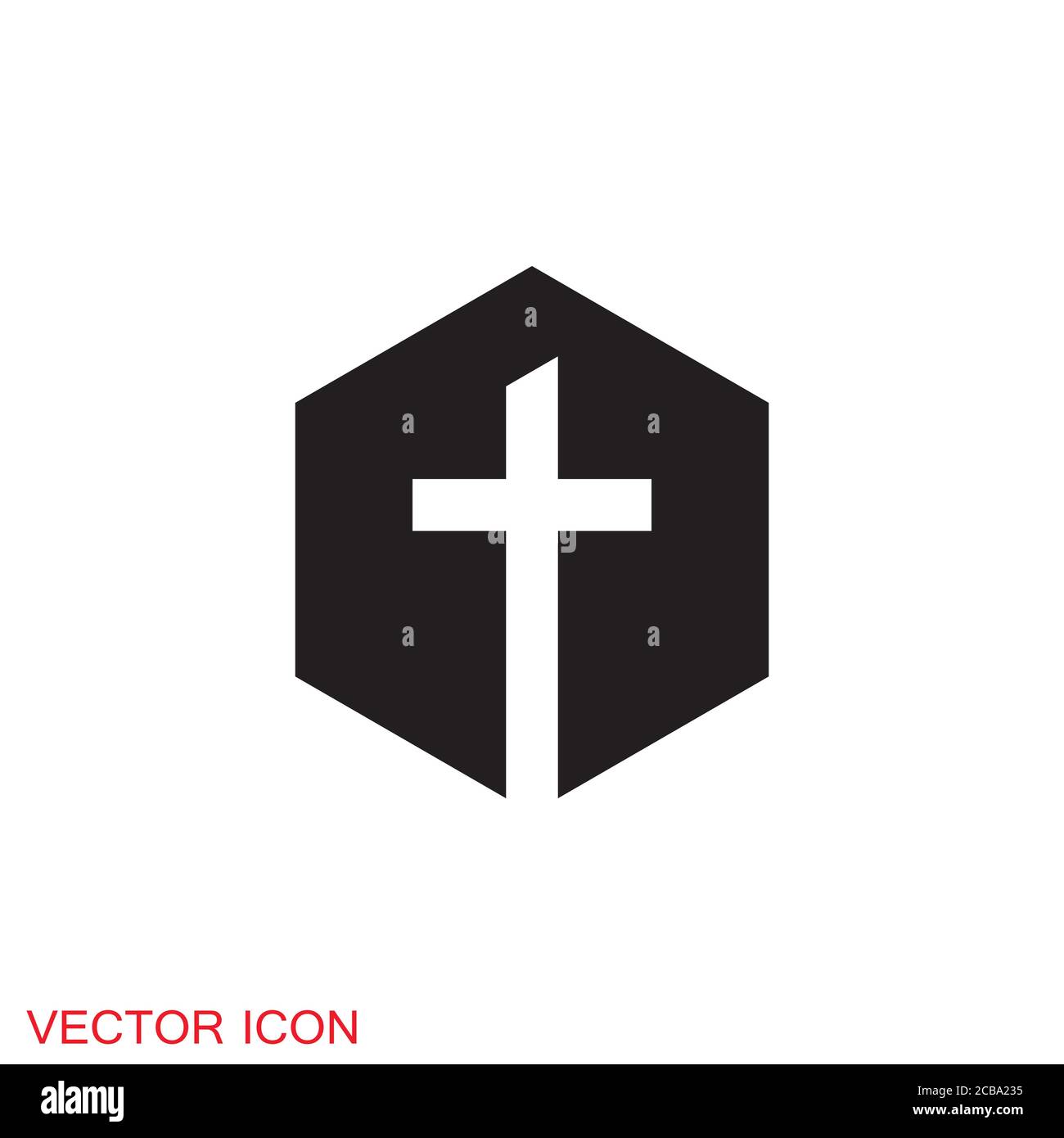 Church vector icons of religious christianity signs and symbols Stock ...