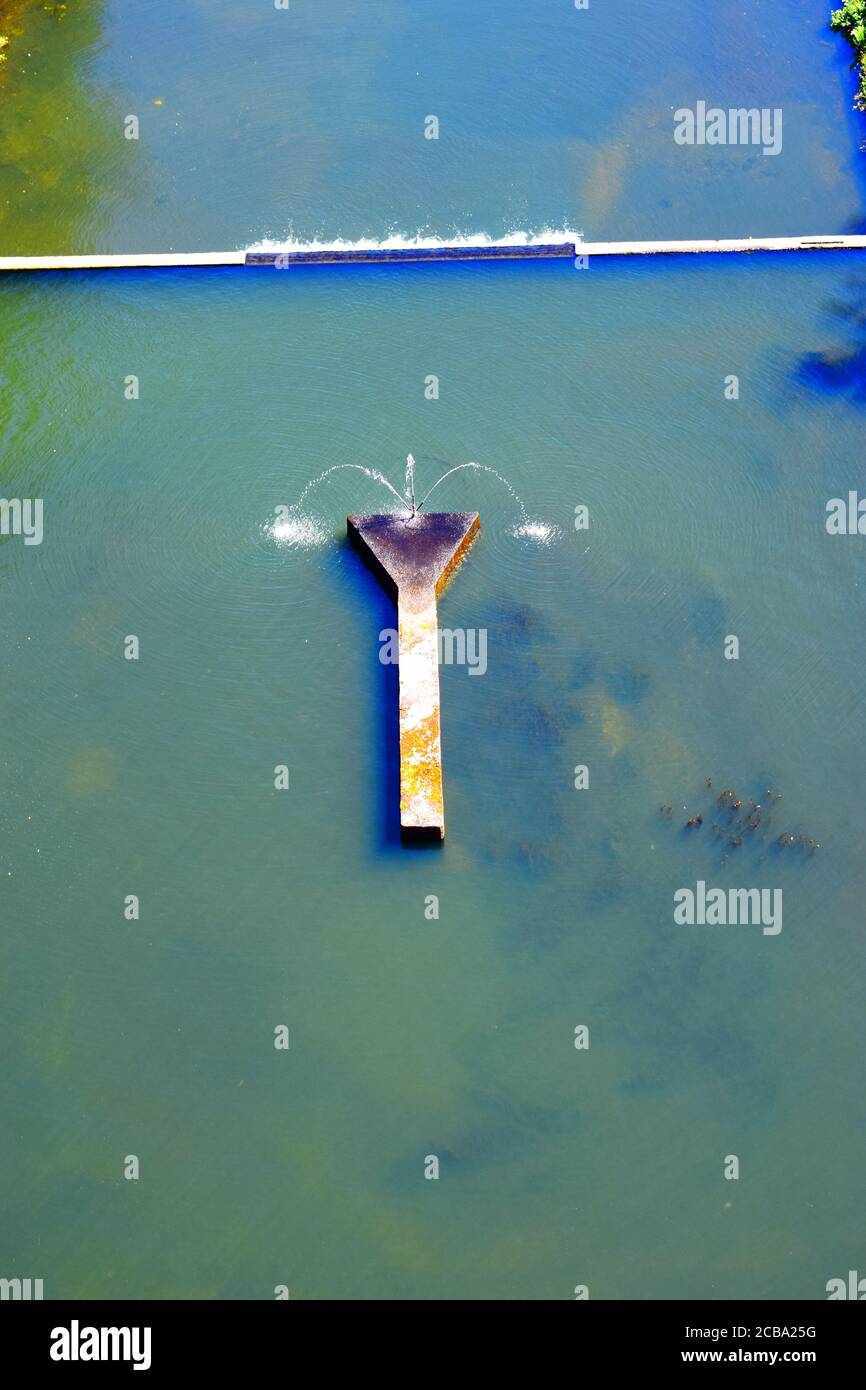 overflow of the reservoir Oleftalsperre, Hellenthal, Germany Stock ...