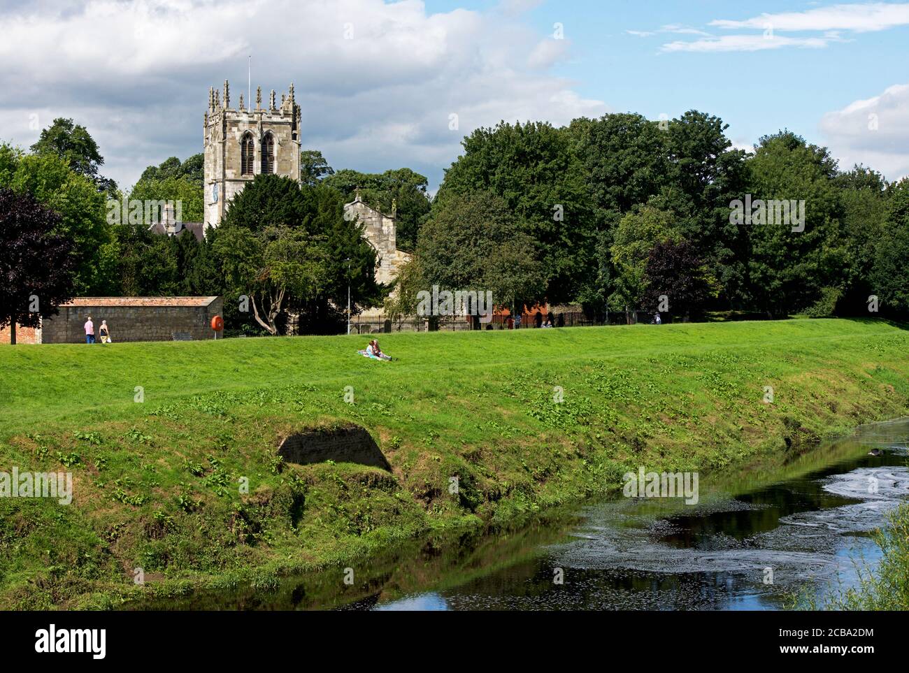 St Mary's Church and River Wharfe, Tadcaster, North Yorkshire, England ...