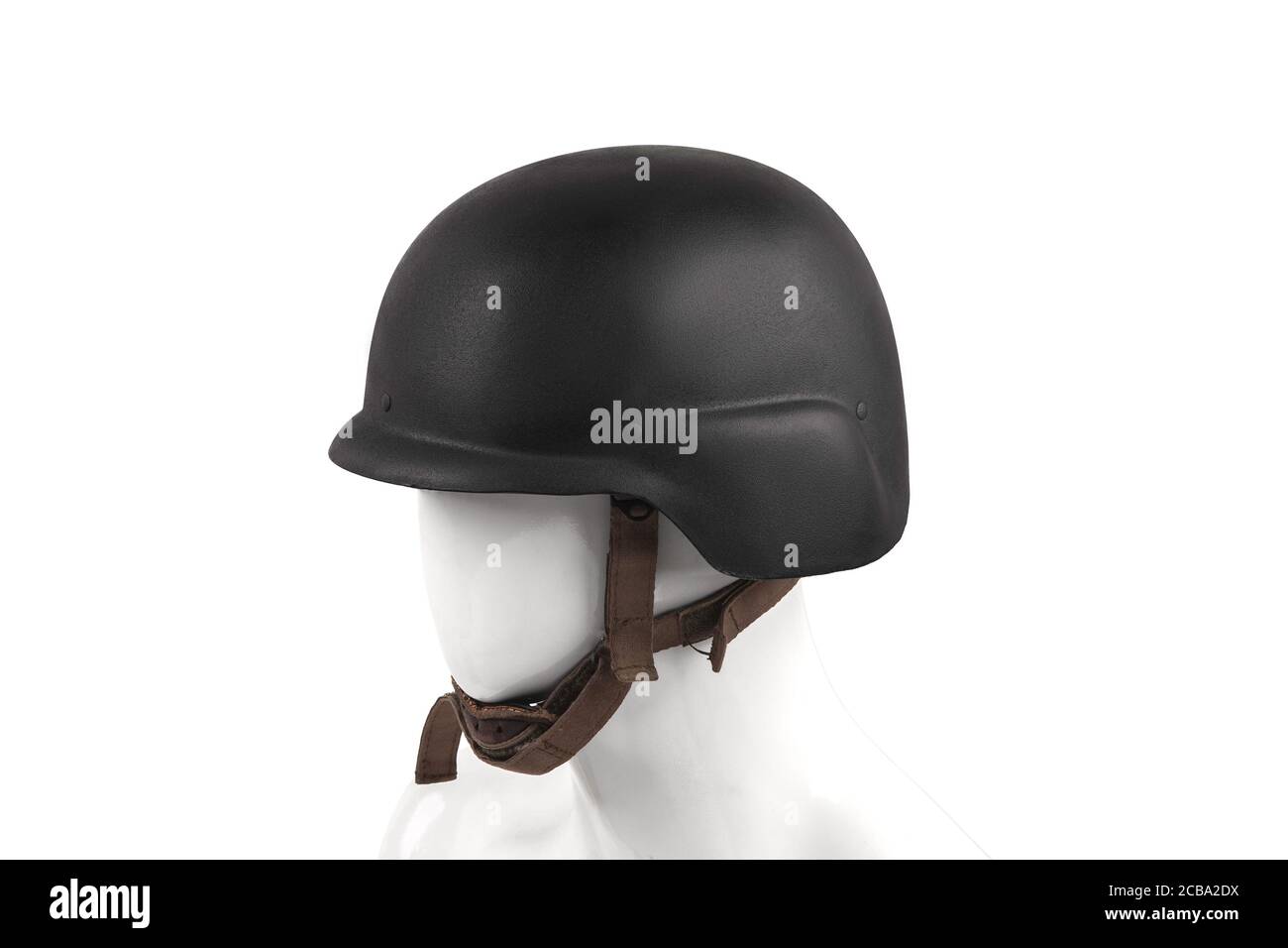 Modern black safety helmet isolate on a white background. Military ...