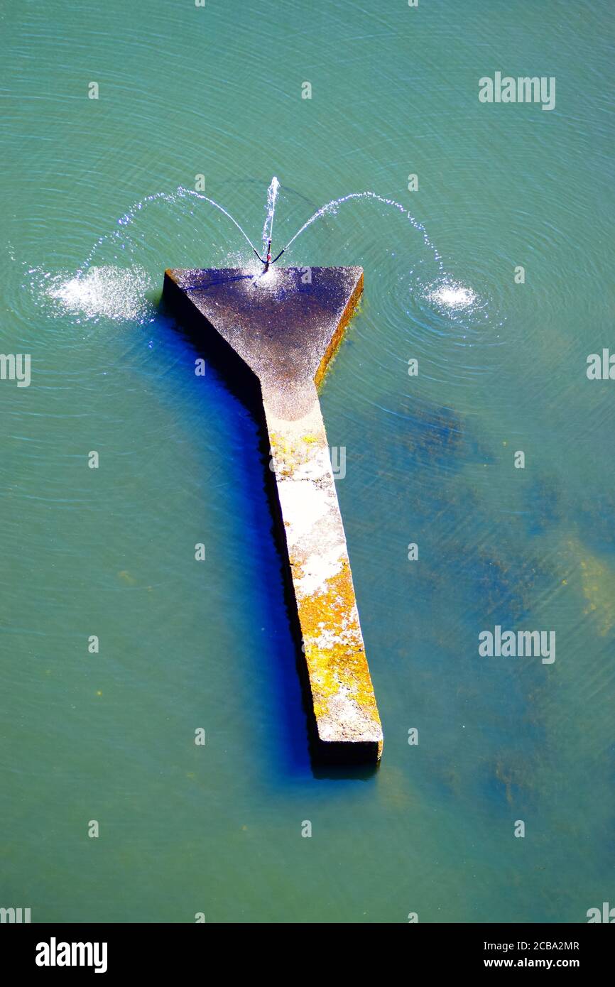 overflow of the reservoir Oleftalsperre, Hellenthal, Germany Stock ...