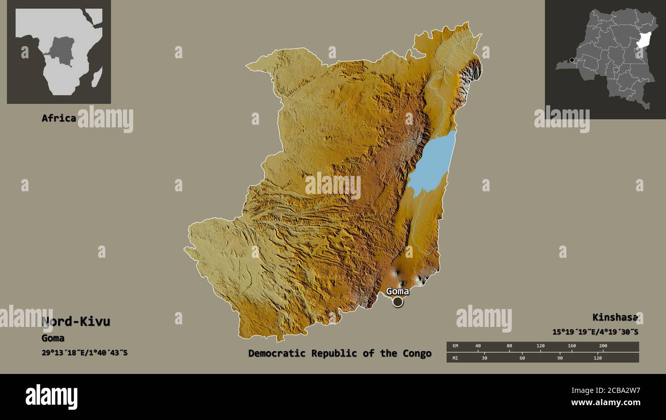 Shape of Nord-Kivu, province of Democratic Republic of the Congo, and ...