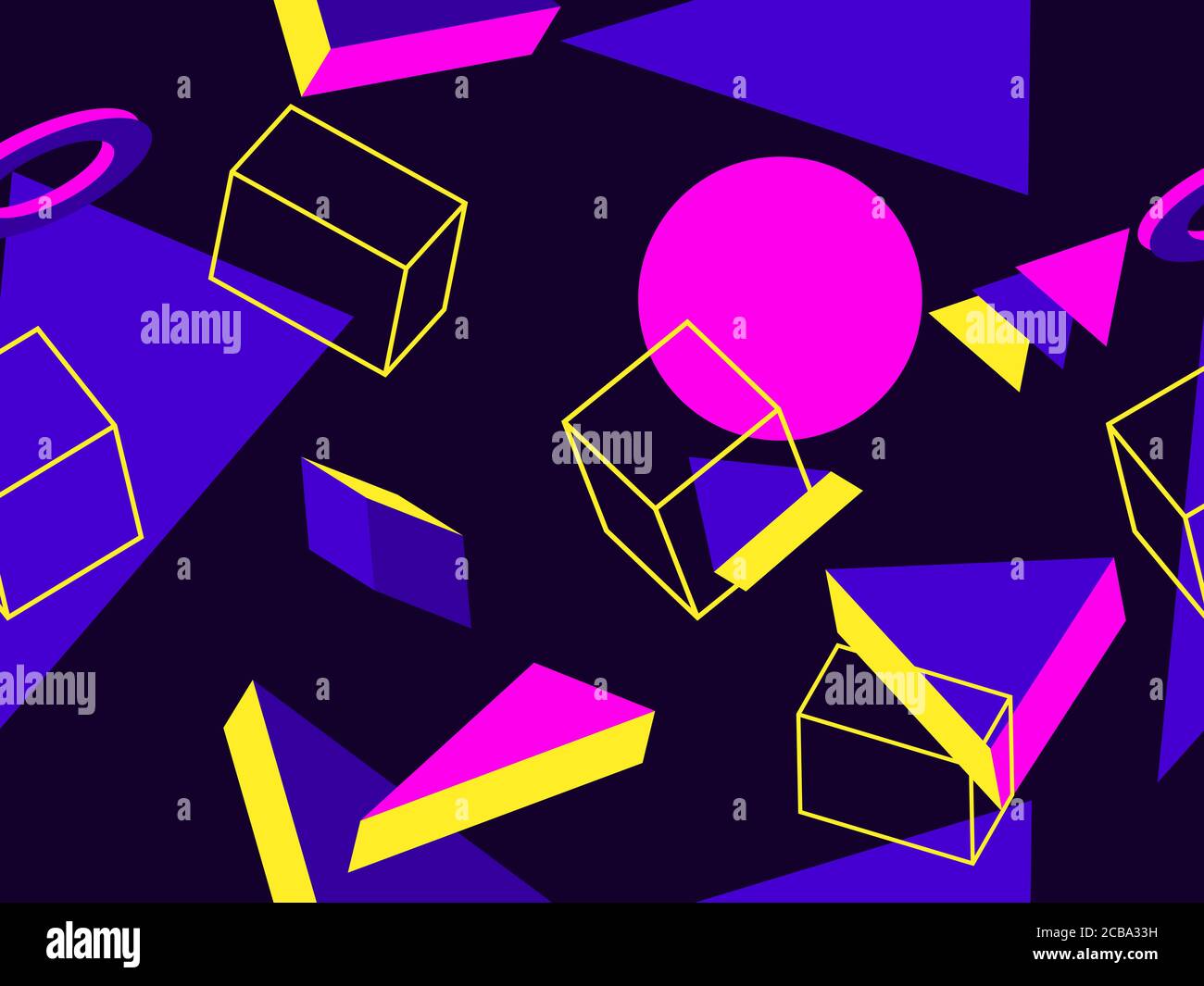 3d geometric seamless pattern in style of the 80s. 3d isometric ...