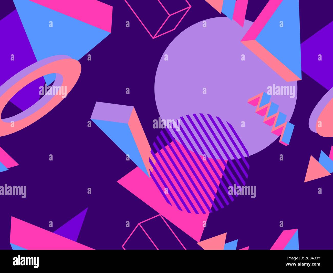 3d geometric seamless pattern in style of the 80s. 3d isometric ...