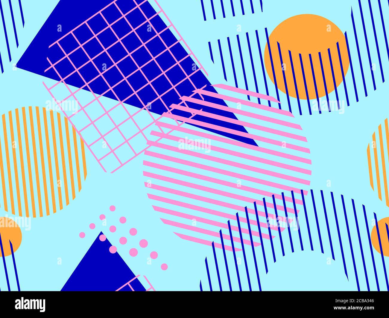 Geometric seamless pattern in style of the 80s. Geometric shapes ...