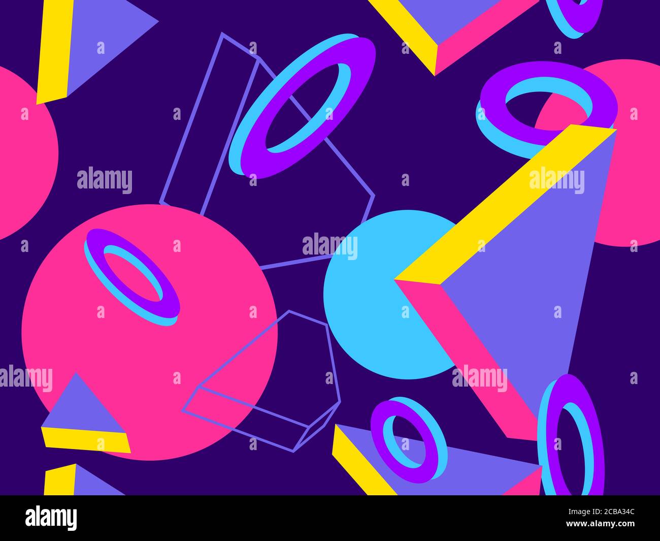 3d geometric seamless pattern in style of the 80s. 3d isometric ...