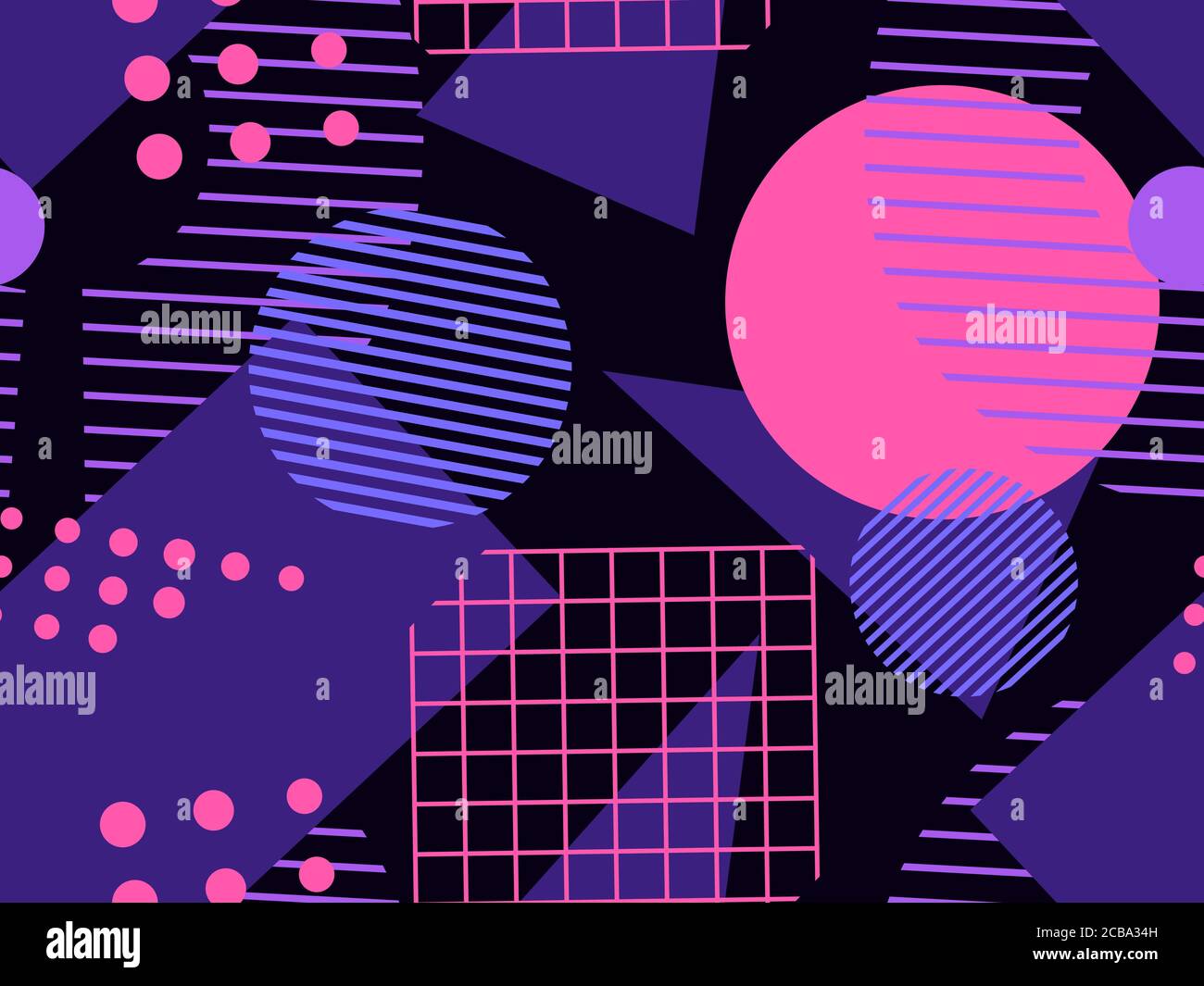 Geometric seamless pattern in style of the 80s. Geometric shapes ...