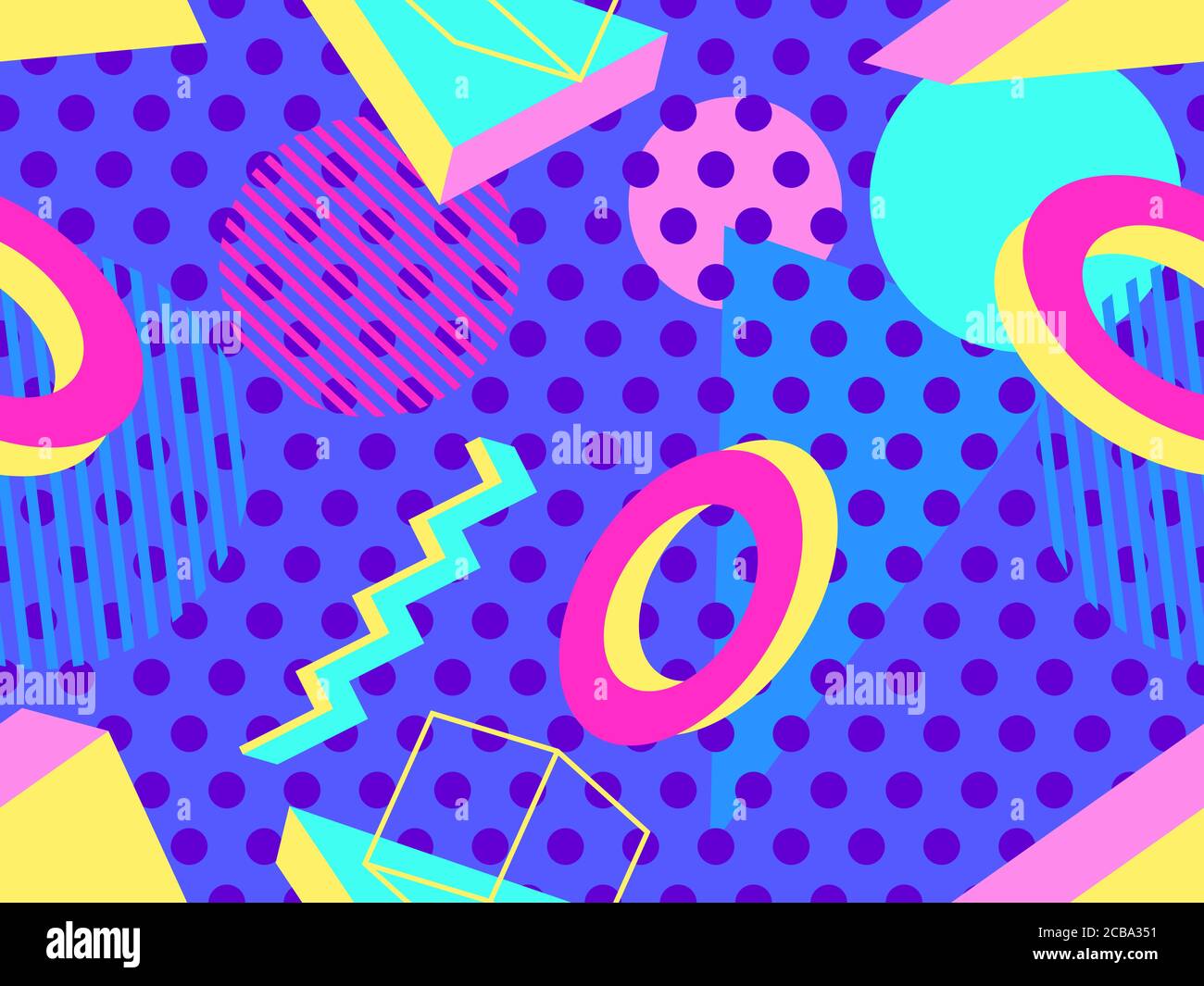 3d geometric seamless pattern in style of the 80s. 3d isometric ...