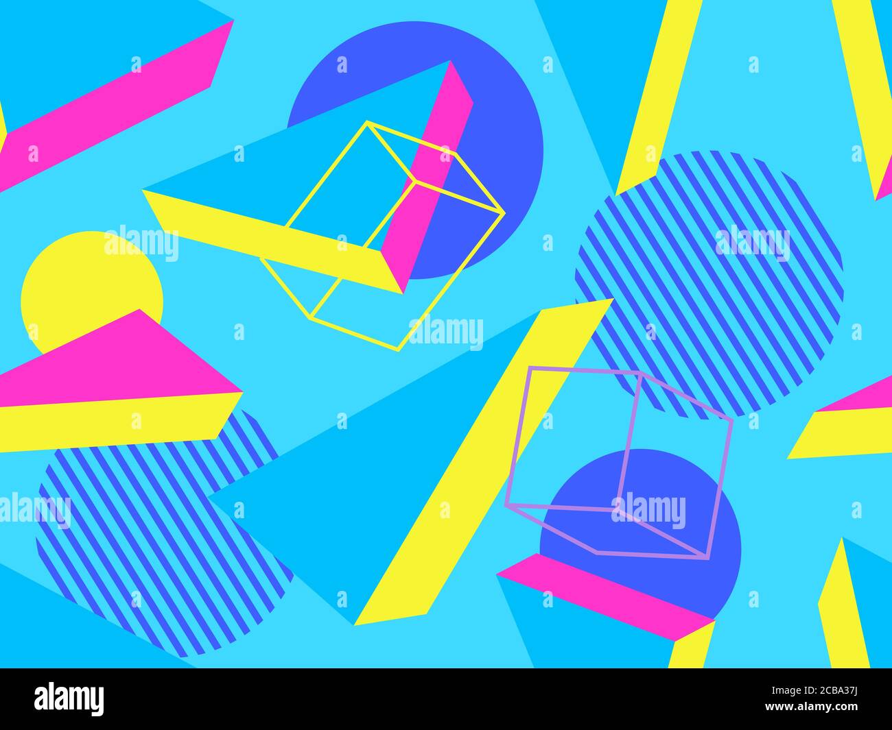 3d geometric seamless pattern in style of the 80s. 3d isometric ...