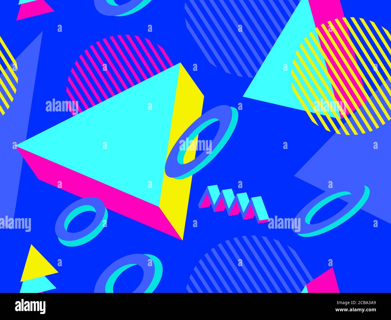 3d geometric seamless pattern in style of the 80s. 3d isometric ...