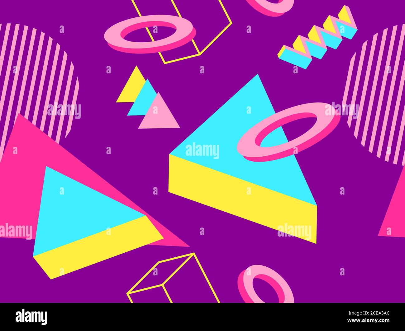 3d geometric seamless pattern in style of the 80s. 3d isometric ...