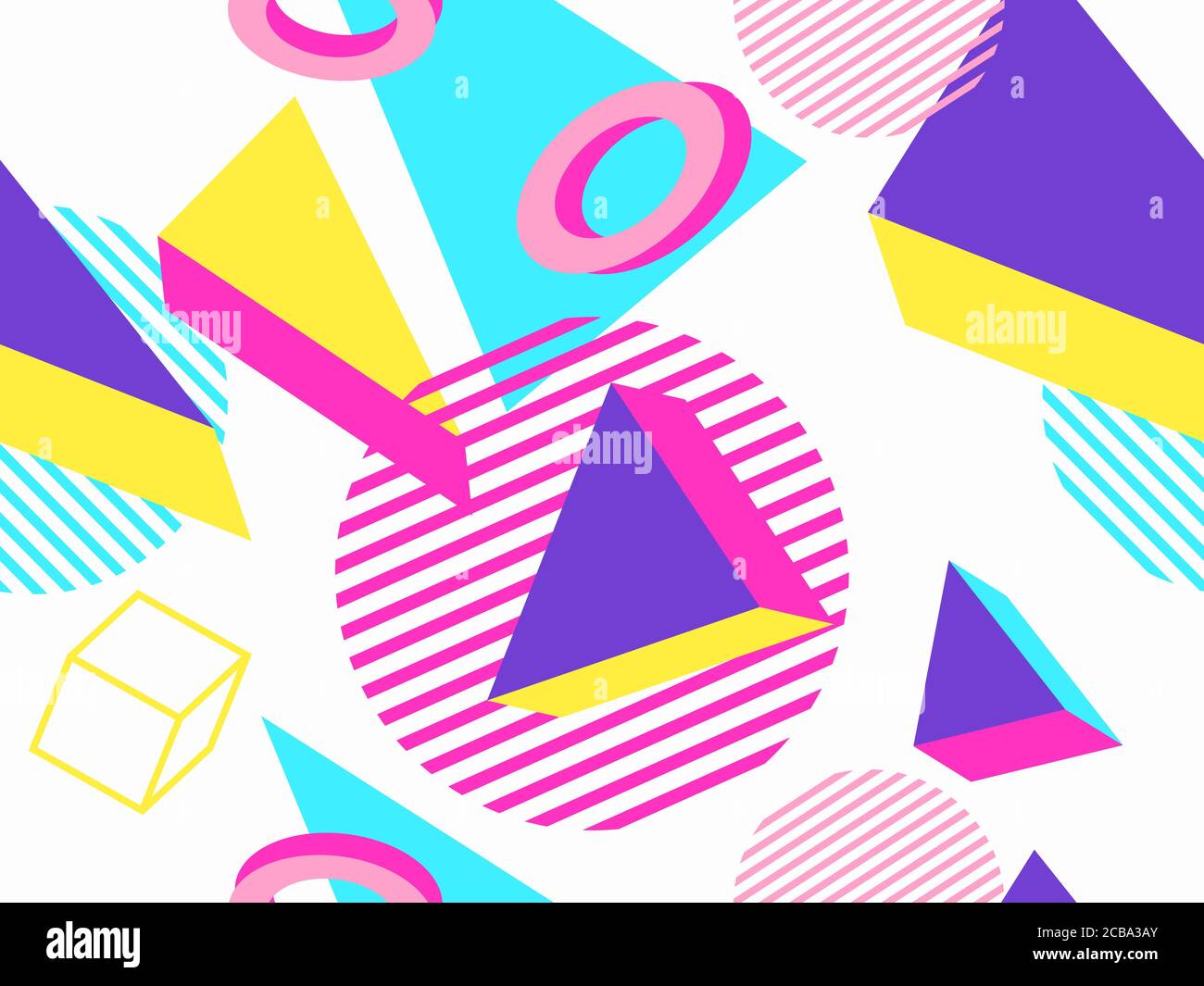 3d geometric seamless pattern in style of the 80s. 3d isometric ...