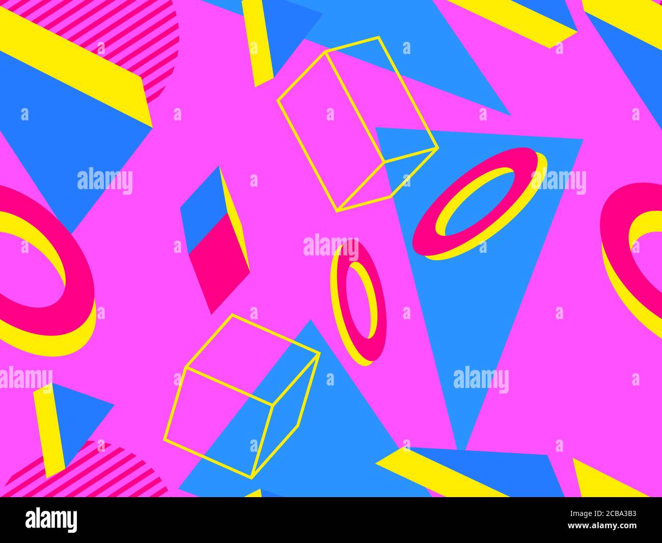 3d geometric seamless pattern in style of the 80s. 3d isometric ...