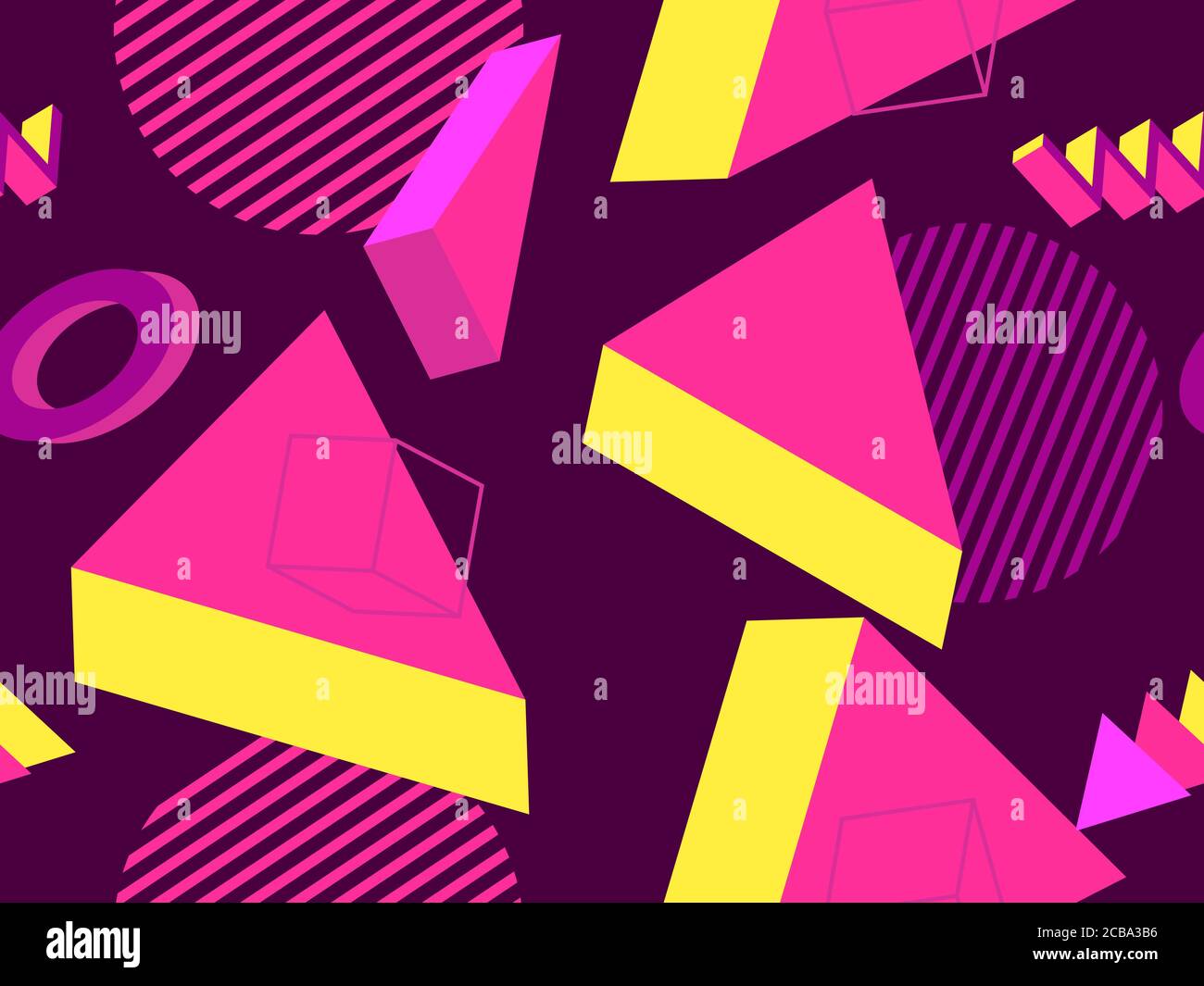 3d geometric seamless pattern in style of the 80s. 3d isometric ...