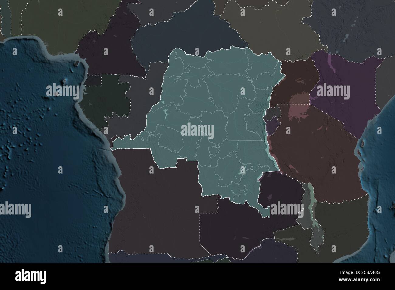 Shape of Democratic Republic of the Congo separated by the desaturation ...