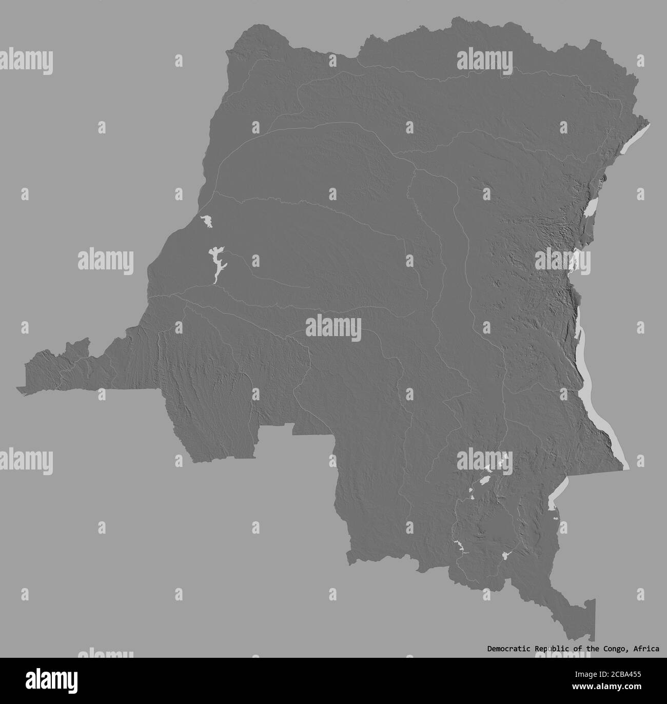 Shape of Democratic Republic of the Congo with its capital isolated on ...