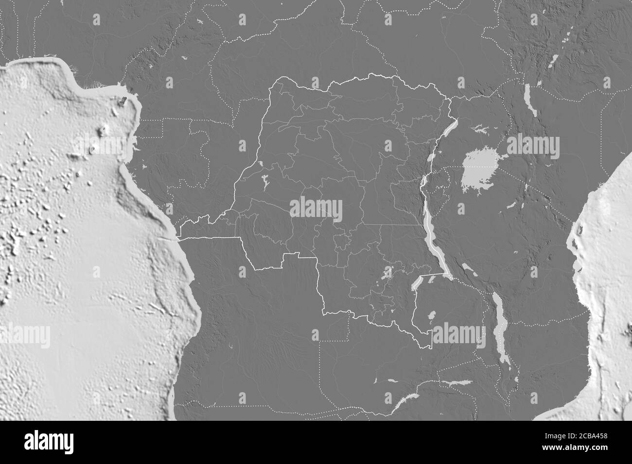 Extended area of Democratic Republic of the Congo with country outline ...
