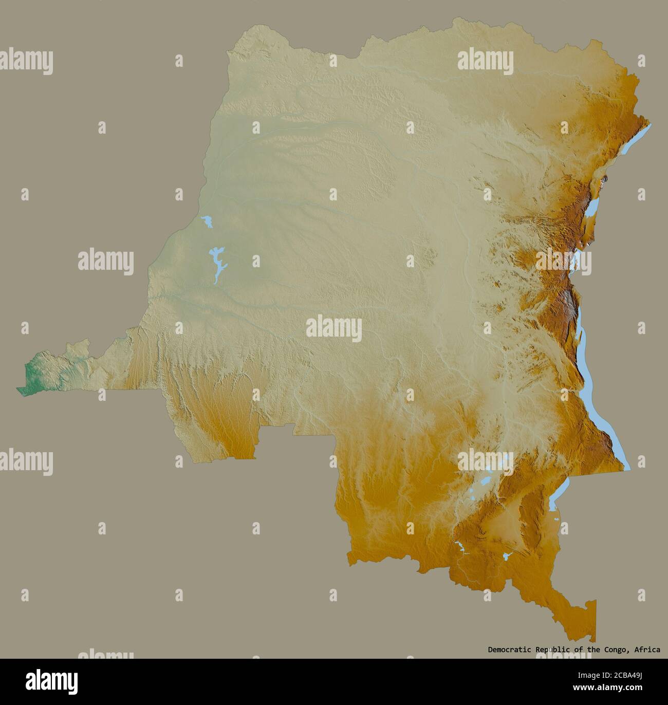 Shape of Democratic Republic of the Congo with its capital isolated on ...