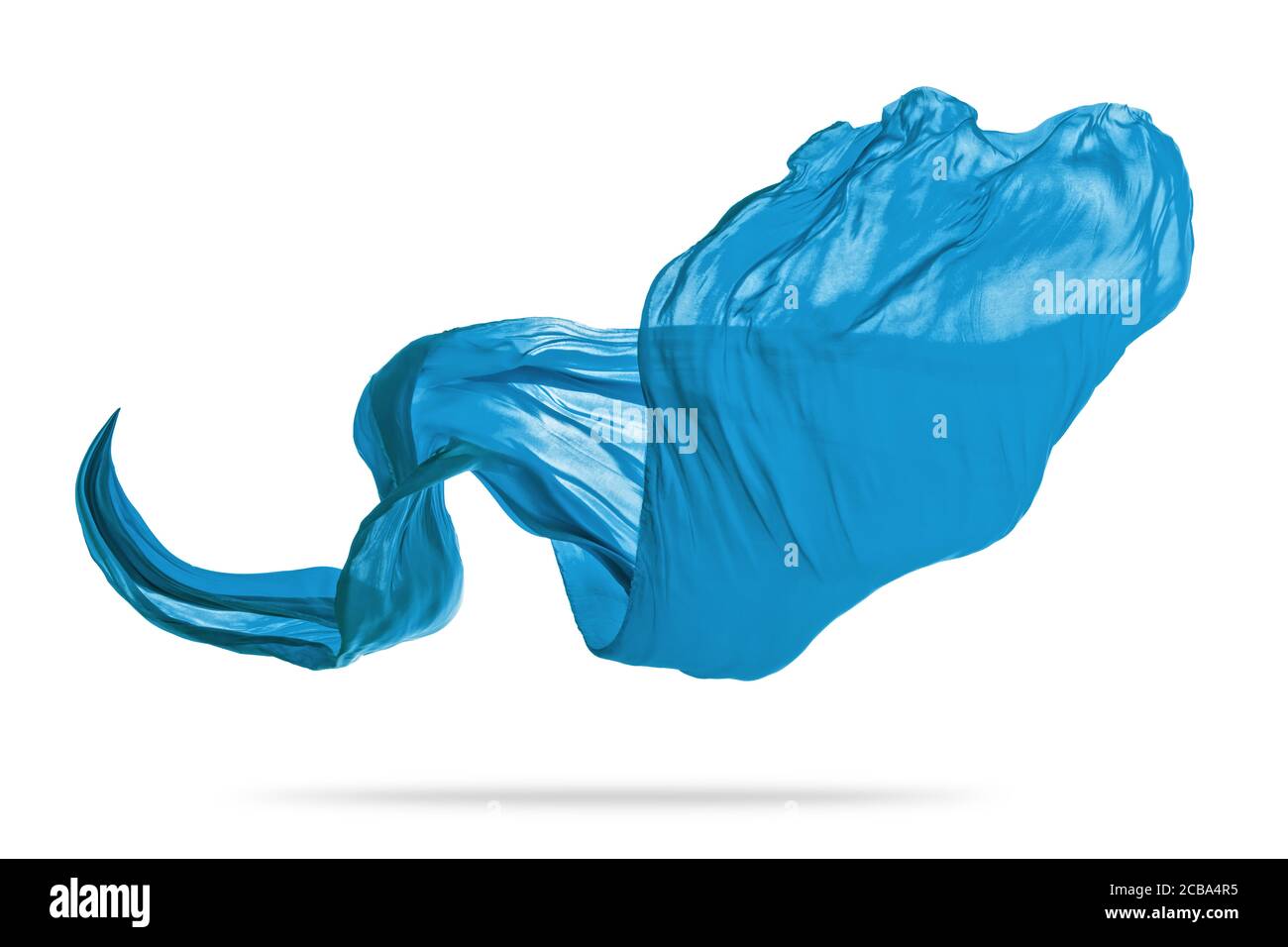 Piece of flying blue cloth isolated on white background. High ...