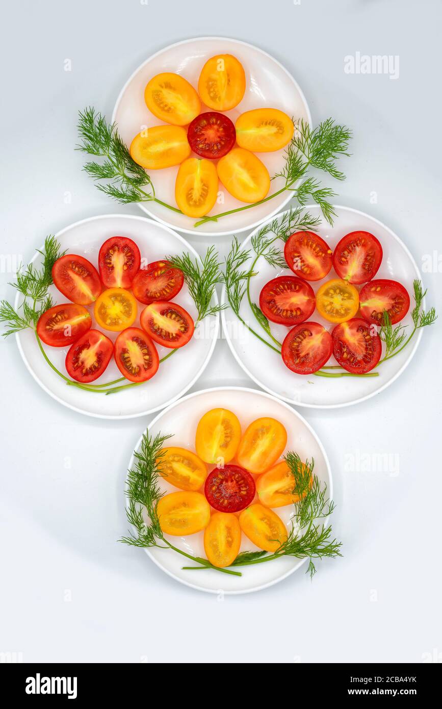cut tomato flower patterns Stock Photo - Alamy