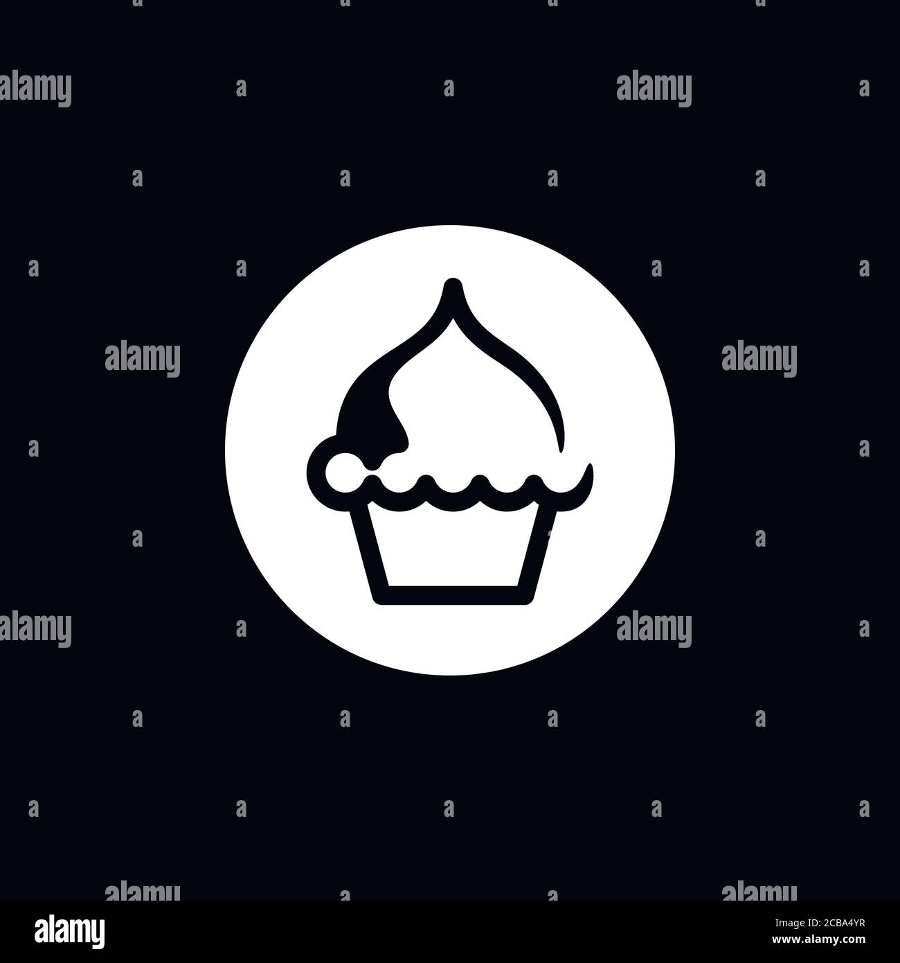 Cupcake icon. Cupcake shop logo template. Pink creamy glossy cake ...