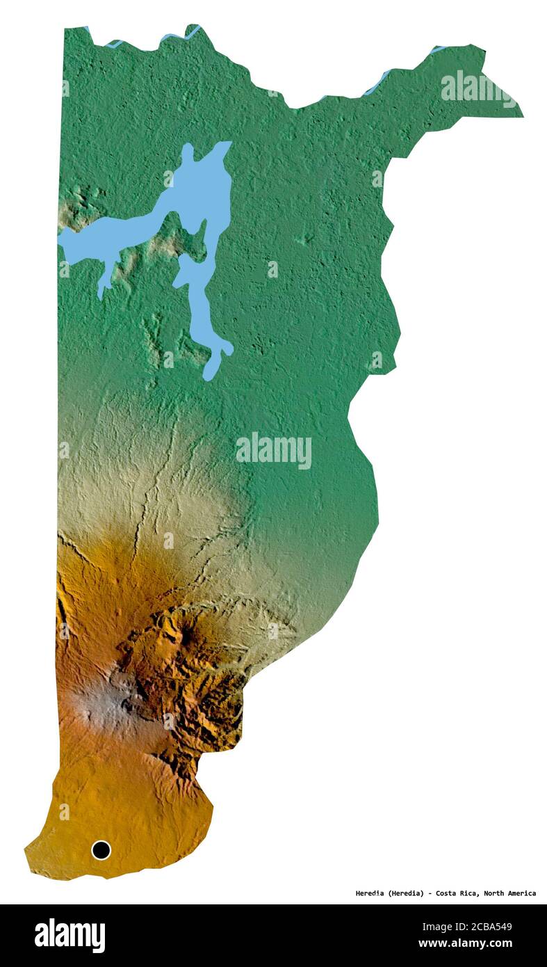 Shape of Heredia, province of Costa Rica, with its capital isolated on ...