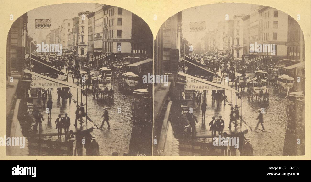 Broadway on a Rainy Day, 1859 Stock Photo - Alamy