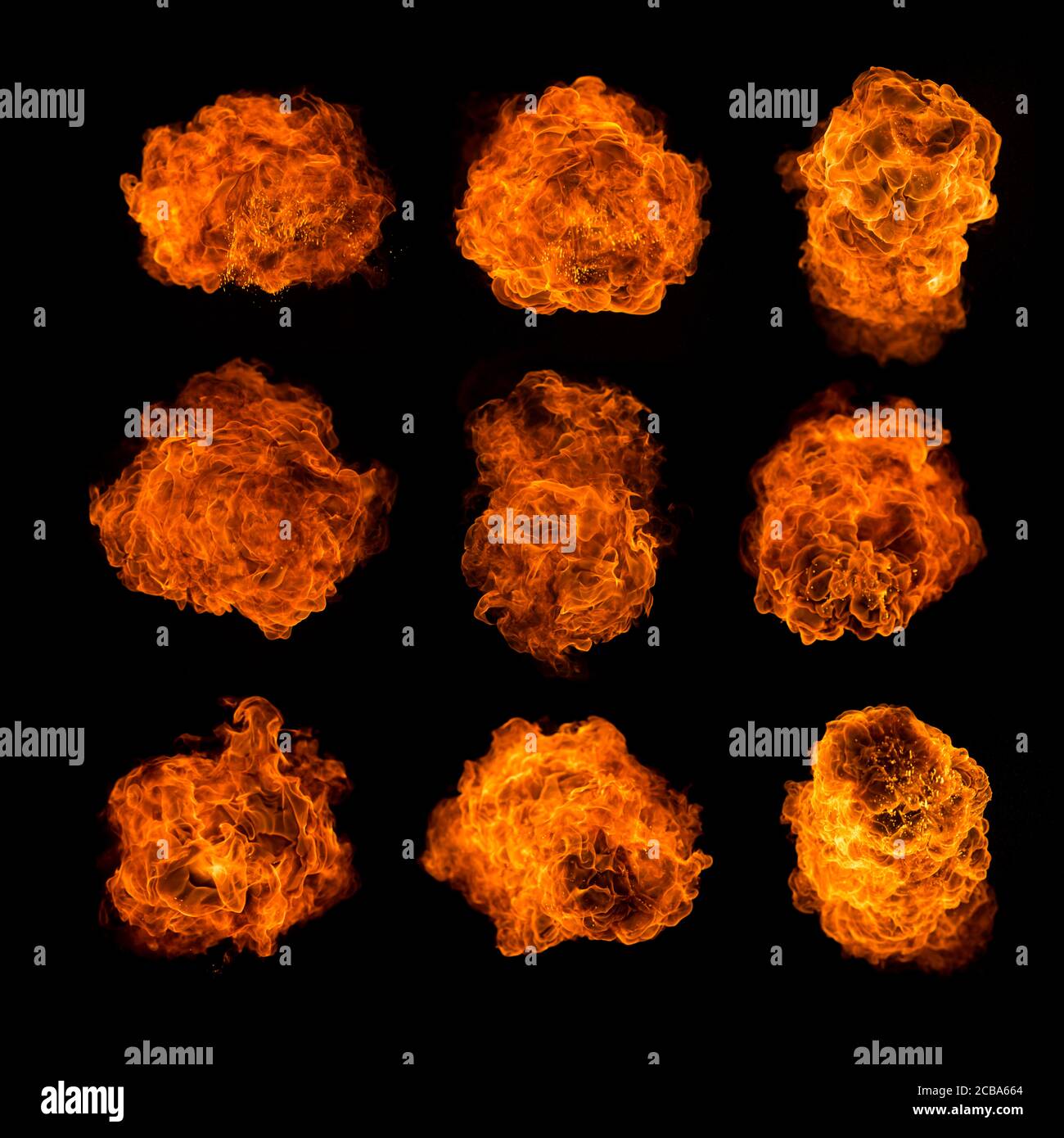 Fire balls textures collection isolated on black background. Very high ...