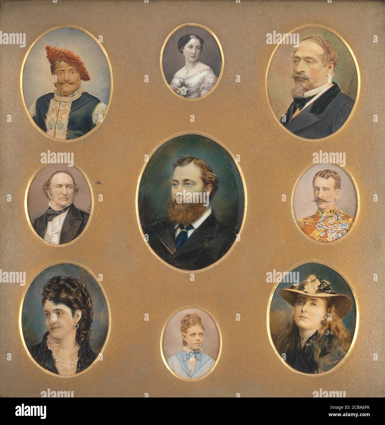 Nine Portraits in Original Passe-Partout, 1880s Stock Photo - Alamy