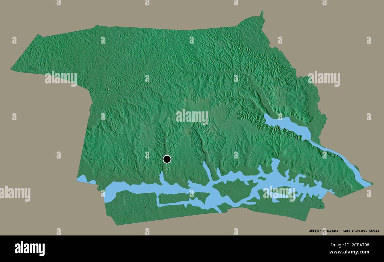 Shape of Abidjan, autonomous district of Côte d'Ivoire, with its ...