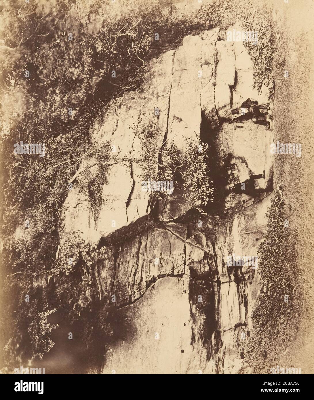 Fountains Abbey. The Echo Rock, 1850s Stock Photo - Alamy