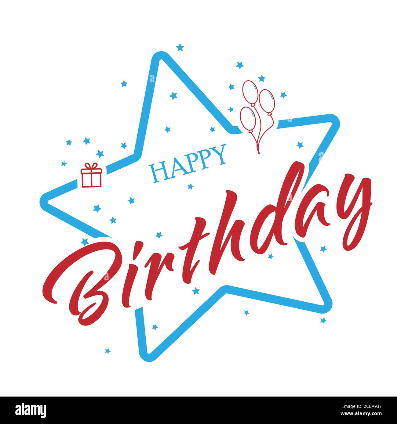 HAPPY BIRTHDAY. Greeting banner, hand-drawn design, for a postcard ...