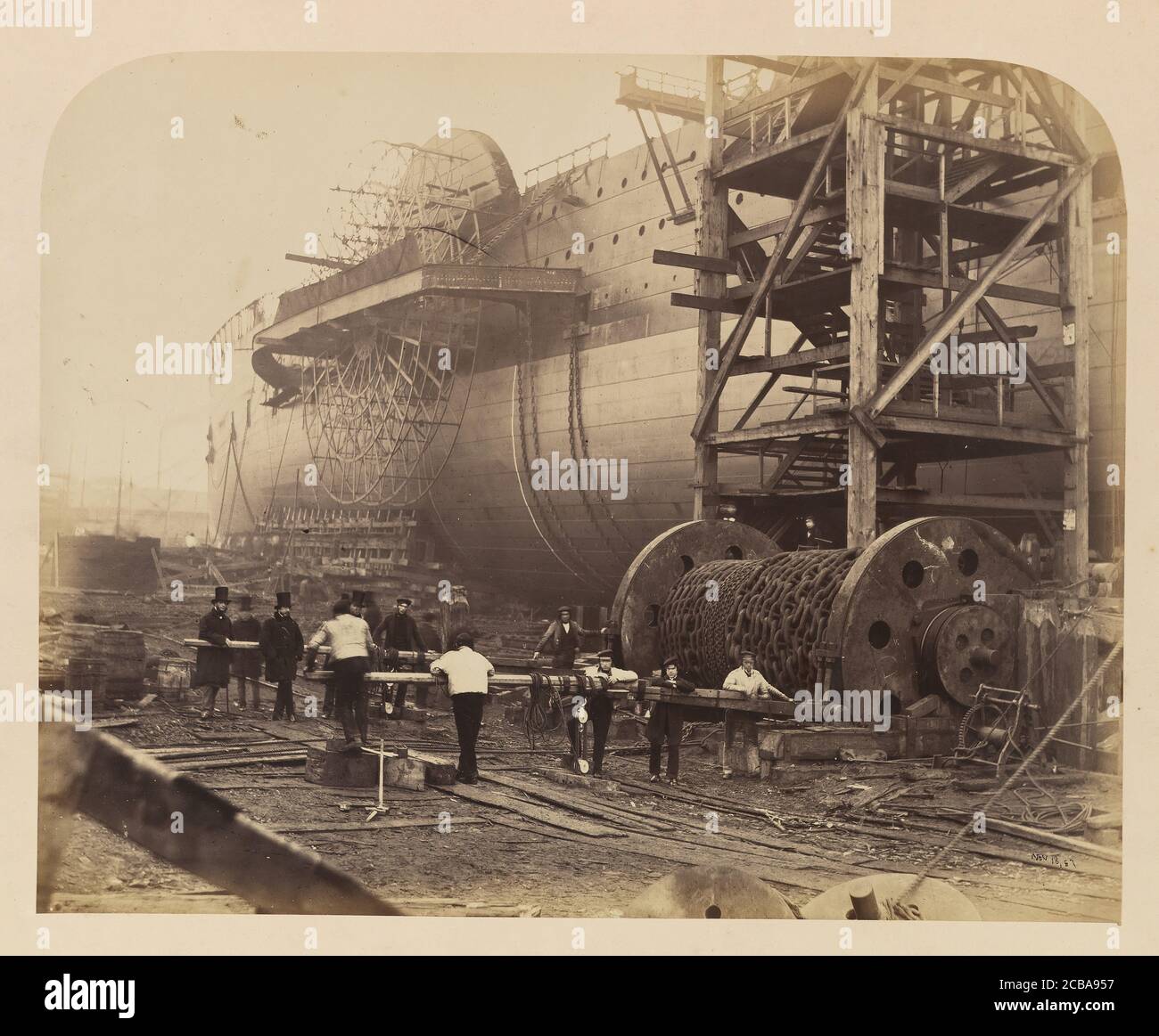 Men at Work Beside the Launching Chains of the "Great Eastern ...