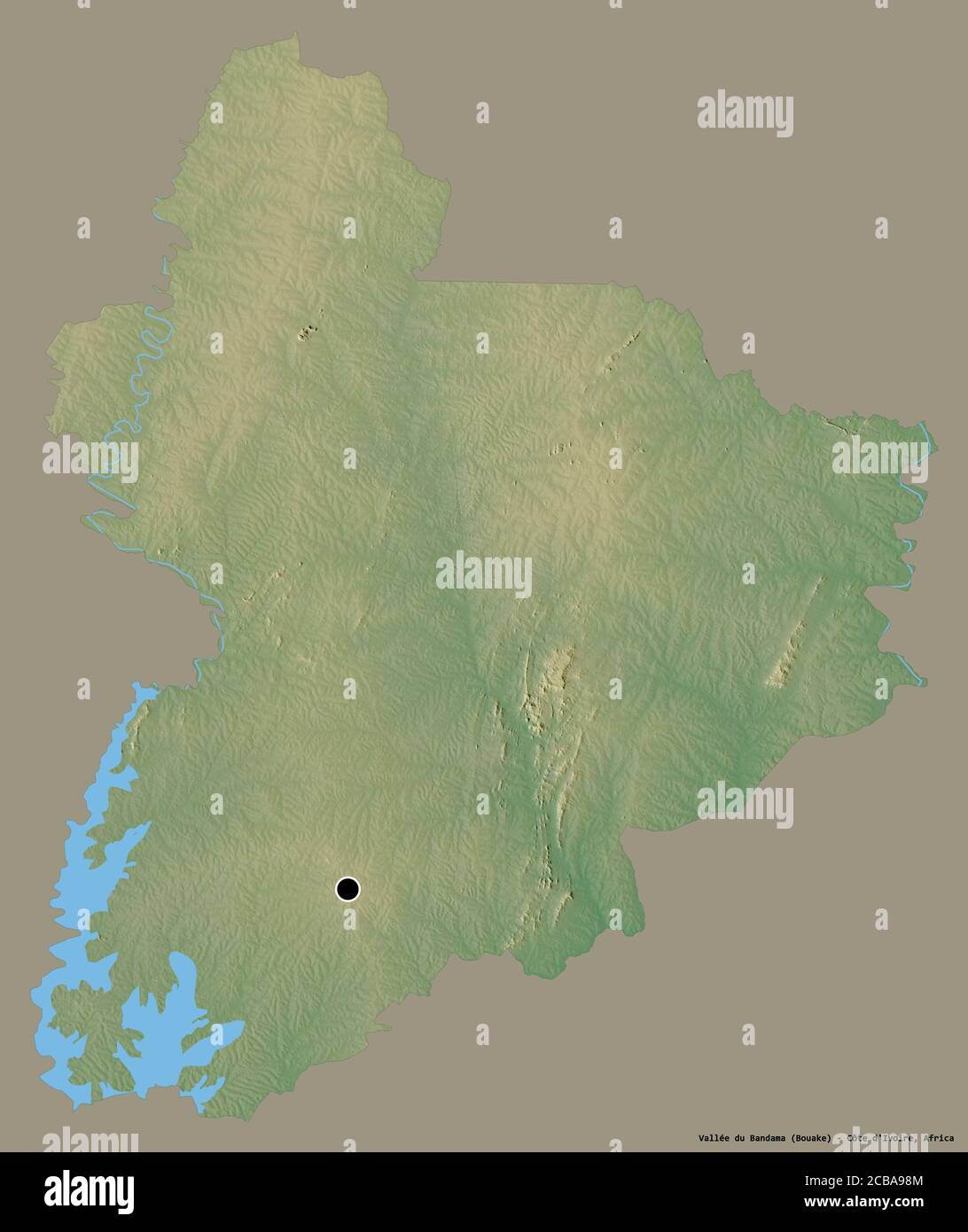 Shape of Vallée du Bandama, district of Côte d'Ivoire, with its capital ...