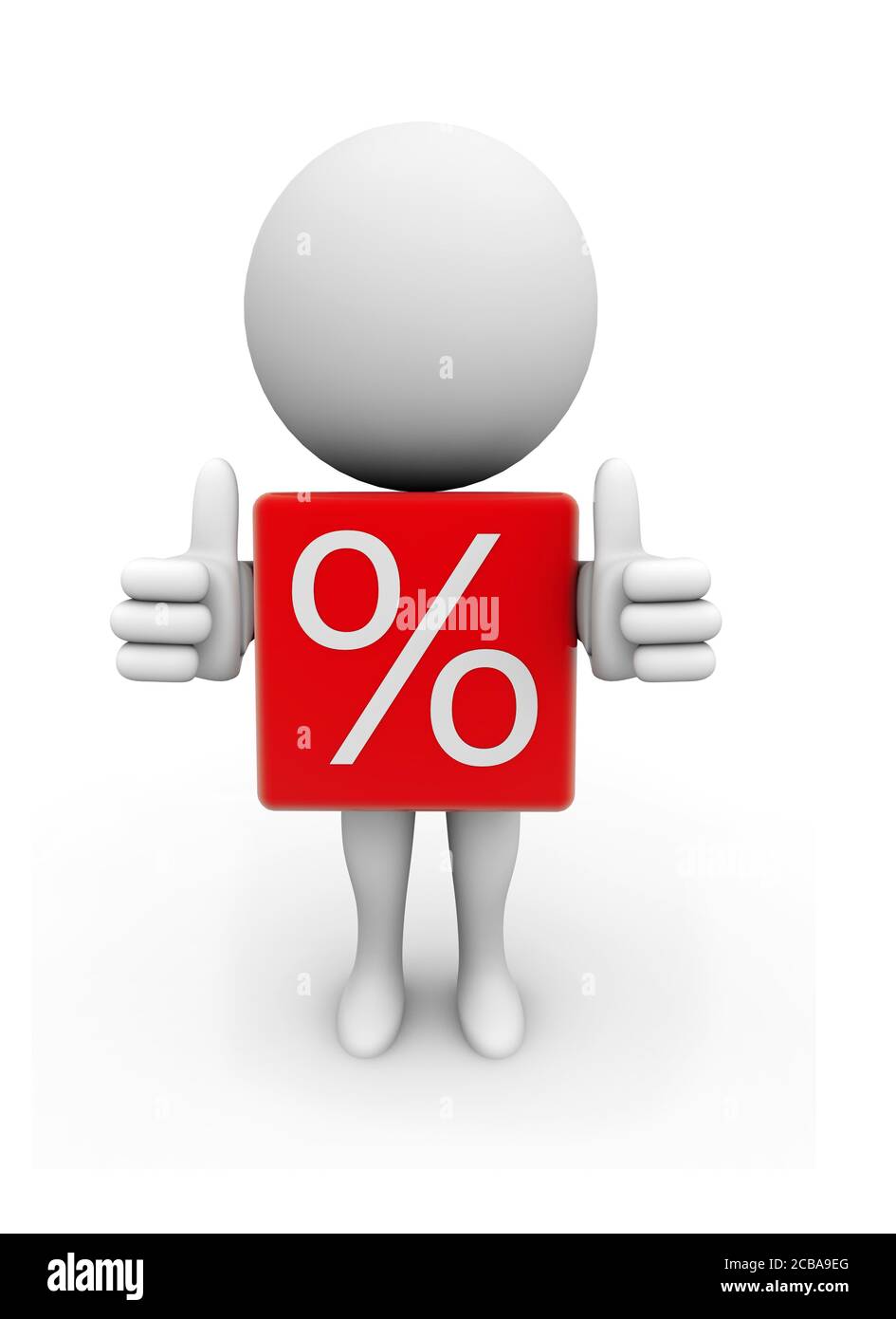 3d render of a figure with a % icon as its body on a white background ...
