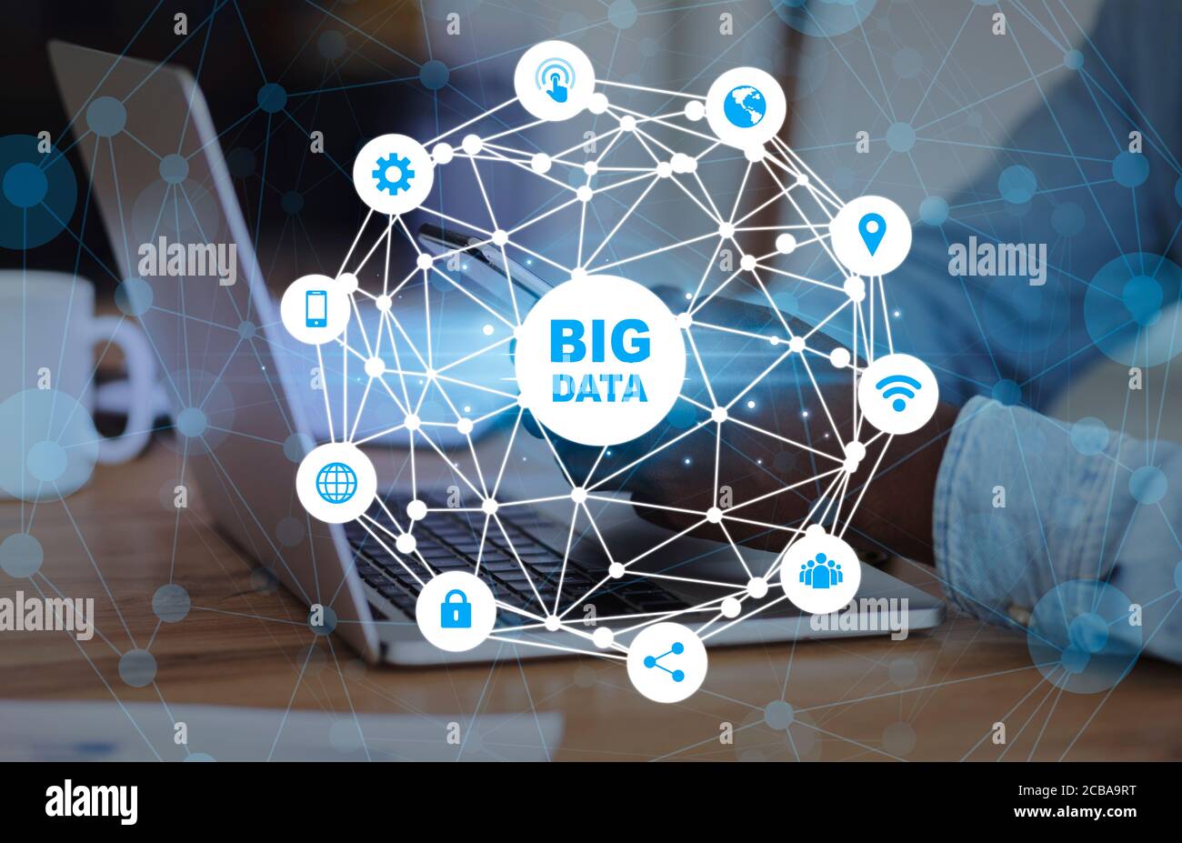 Big data analytics and business intelligence concept with businessman ...