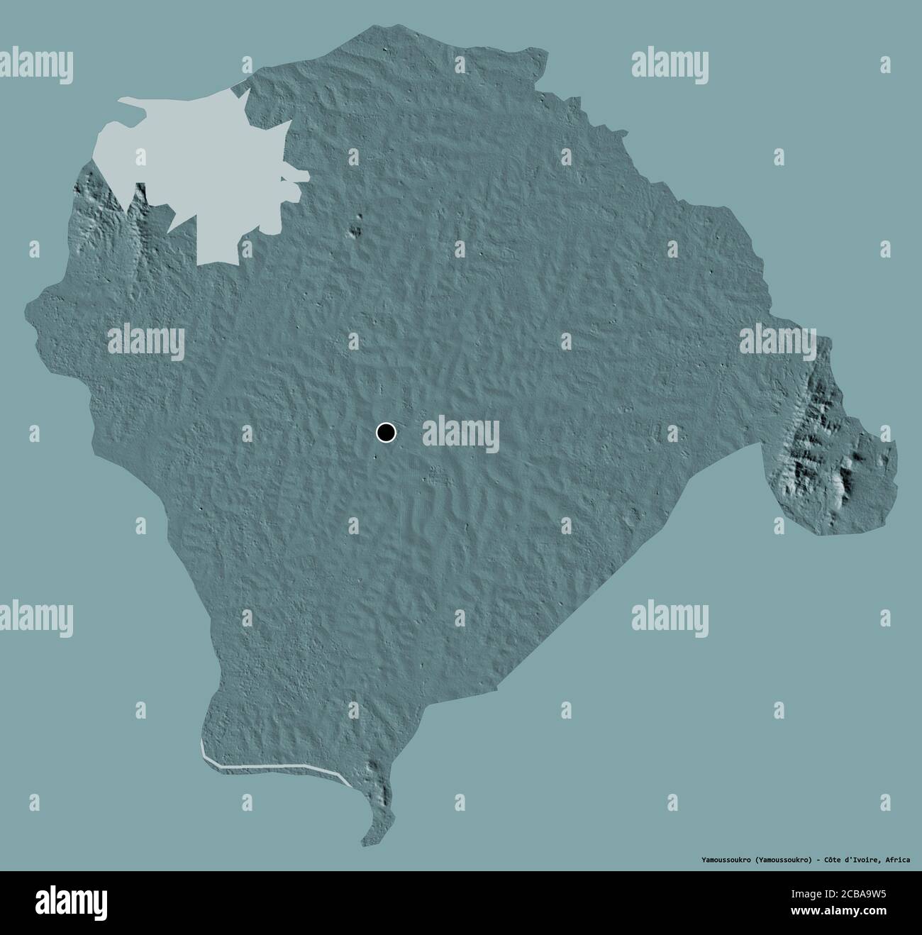 Shape of Yamoussoukro, autonomous district of Côte d'Ivoire, with its ...