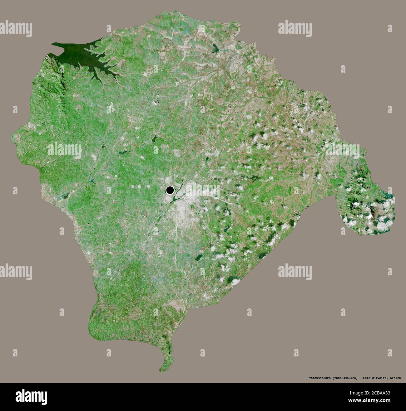 Shape of Yamoussoukro, autonomous district of Côte d'Ivoire, with its ...