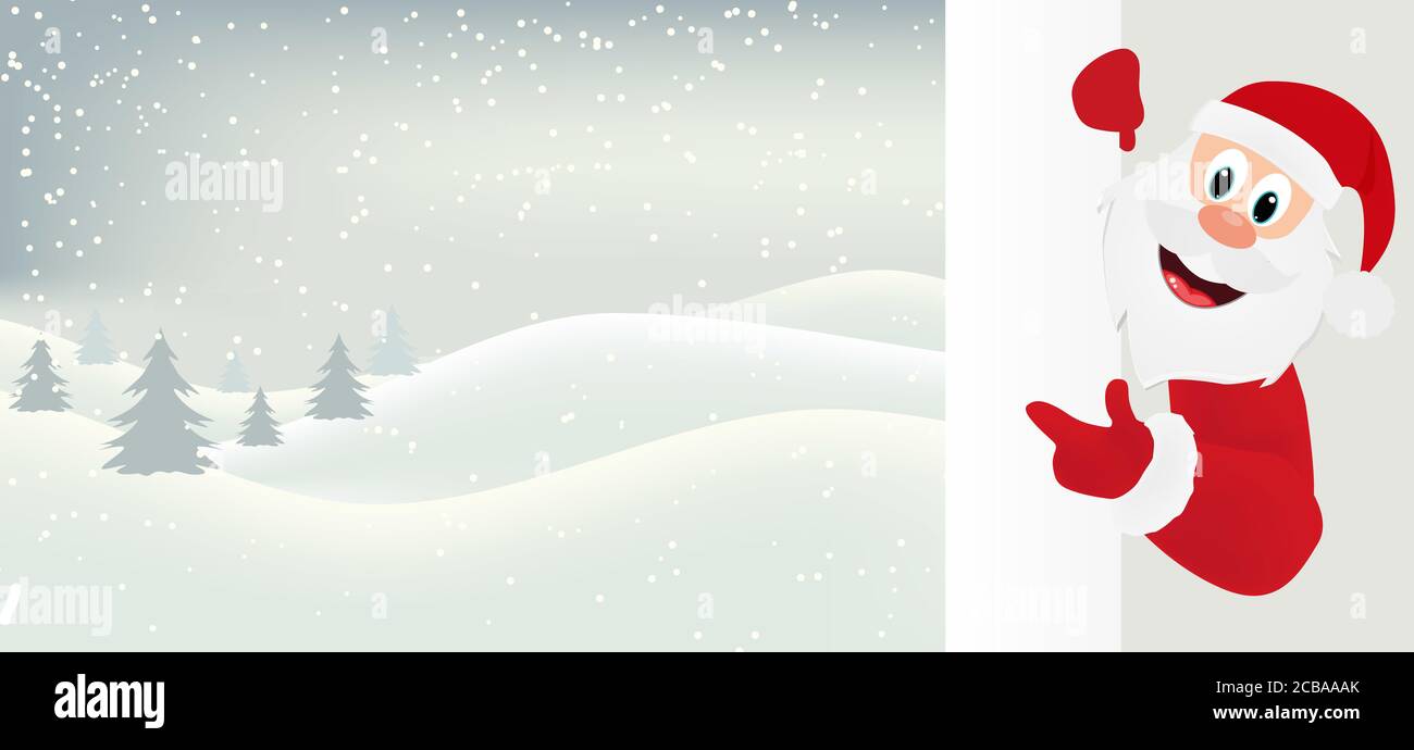 Illustration of a Santa Claus and a beautiful winter scenery Stock ...
