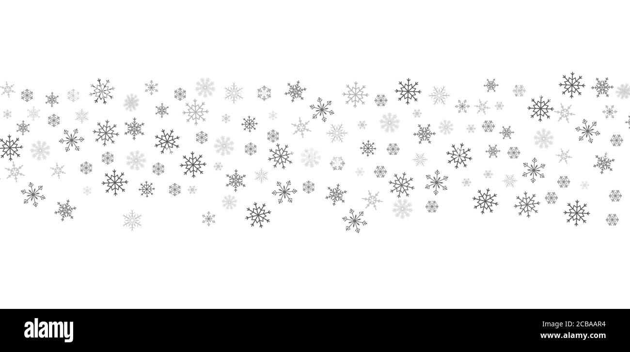 Digital illustration of small gray snowflakes on a white background ...