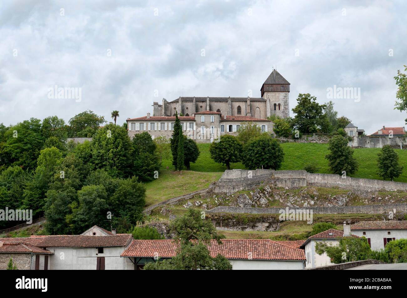 View of the upper village of Saint Bertrand de Comminges and its ...