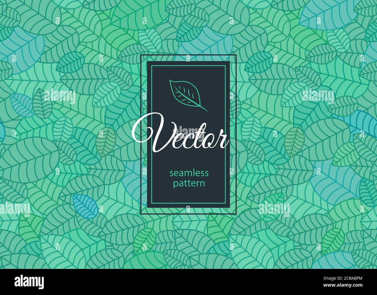Seamless leaves pattern. Label with text on a background of floral ...