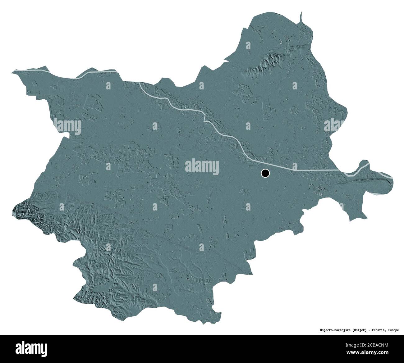 Shape of Osjecko-Baranjska, county of Croatia, with its capital ...